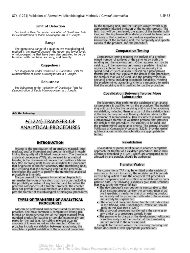 1224 Transfer of Analytical Procedures PDF | PDF | Verification And ...