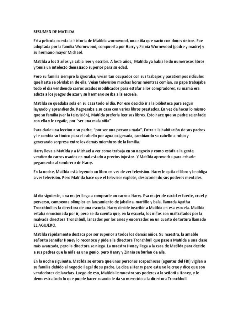 Resumen de Matilda | PDF