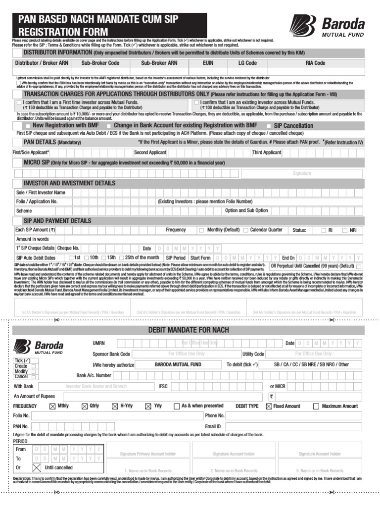 SIP DebitMandateNACH-Form | PDF | Cheque | Debit Card