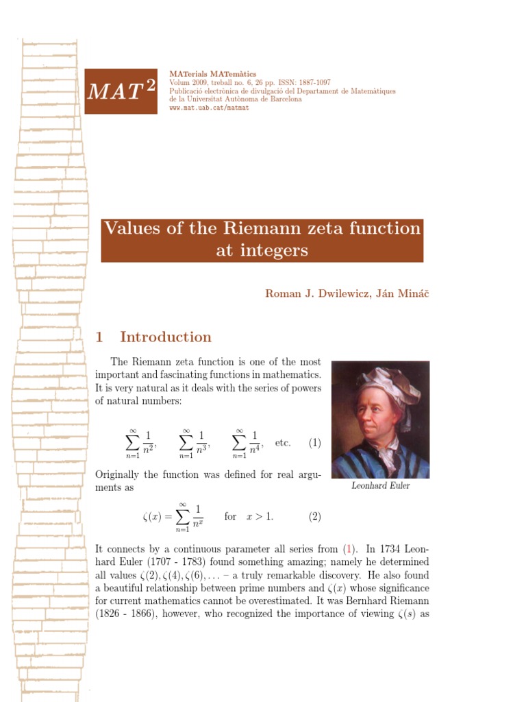 Riemann Zeta Function Values Explained | PDF | Sine | Complex Analysis