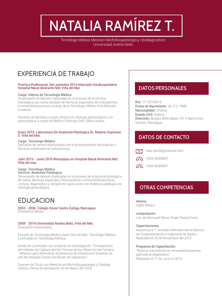 Curriculum Natalia Ramírez T | PDF | Bienestar | Medicina