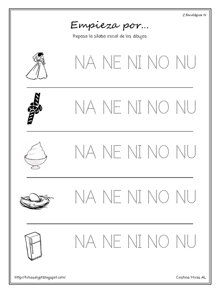 N inicial ejercicios fonéticos | PDF