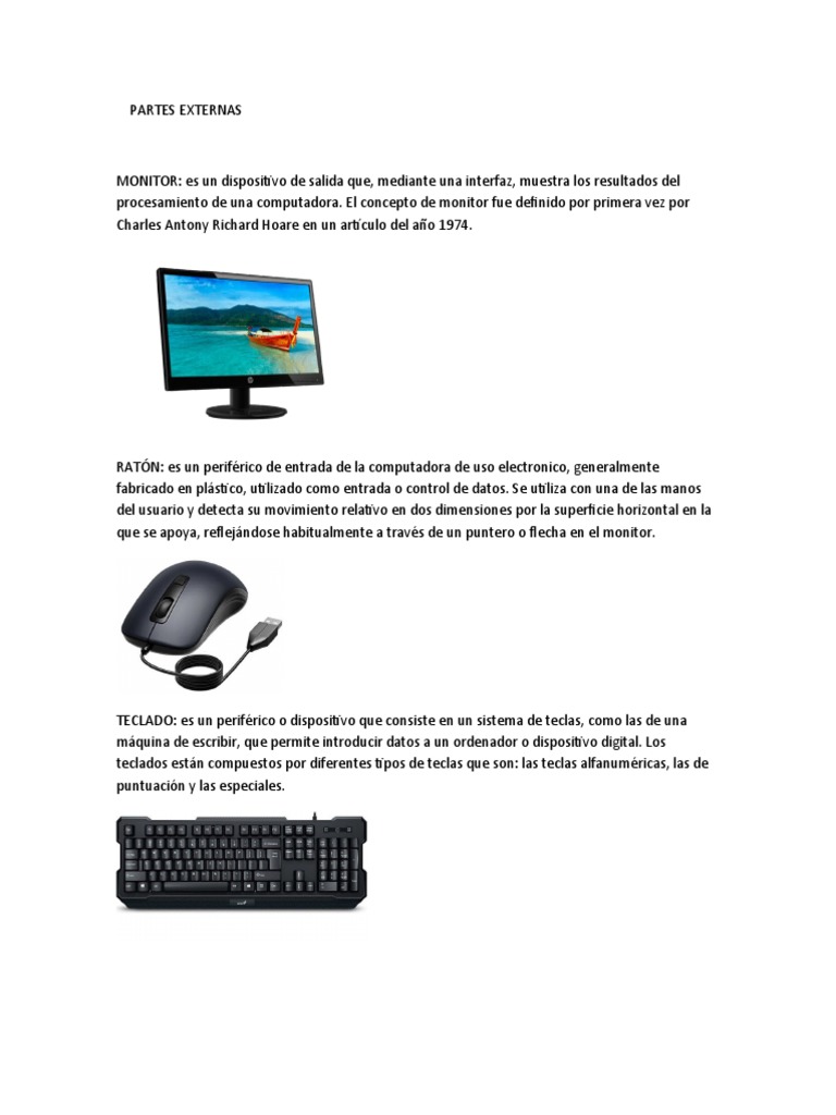 Partes Externas | PDF | Periférico | Hardware de la computadora