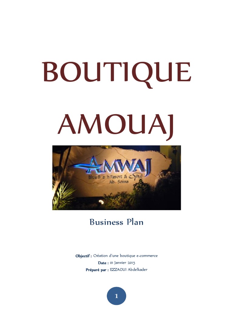 Business Plan pour Boutique Amouaj | PDF | Adobe Flash | Adobe Dreamweaver