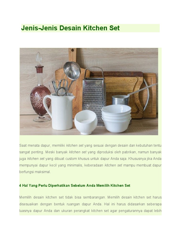 Jenis-Jenis Desain Kitchen Set | PDF | Memasak, Makanan, & Anggur