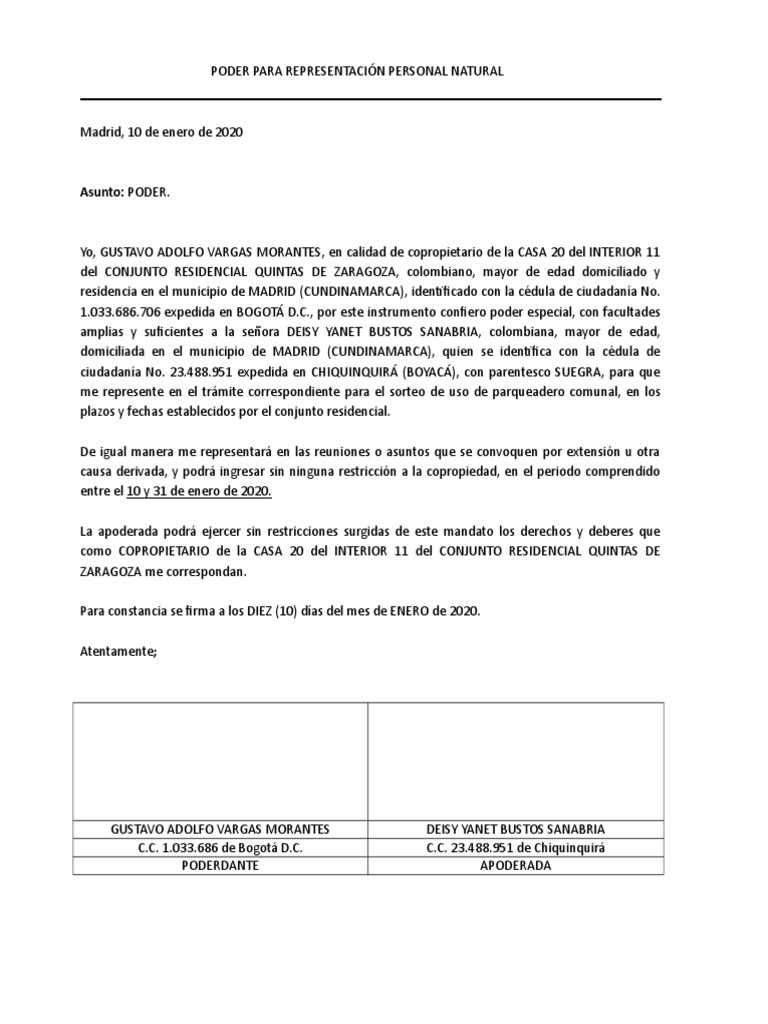 Modelo para Otorgar Poder de Representacion | PDF