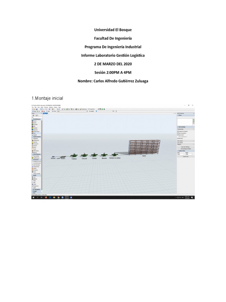 Informe Laboratorio Flexsim Grupo 2-4pm Carlos Alfredo Gutierrez Zuluaga | PDF | Modelado ...