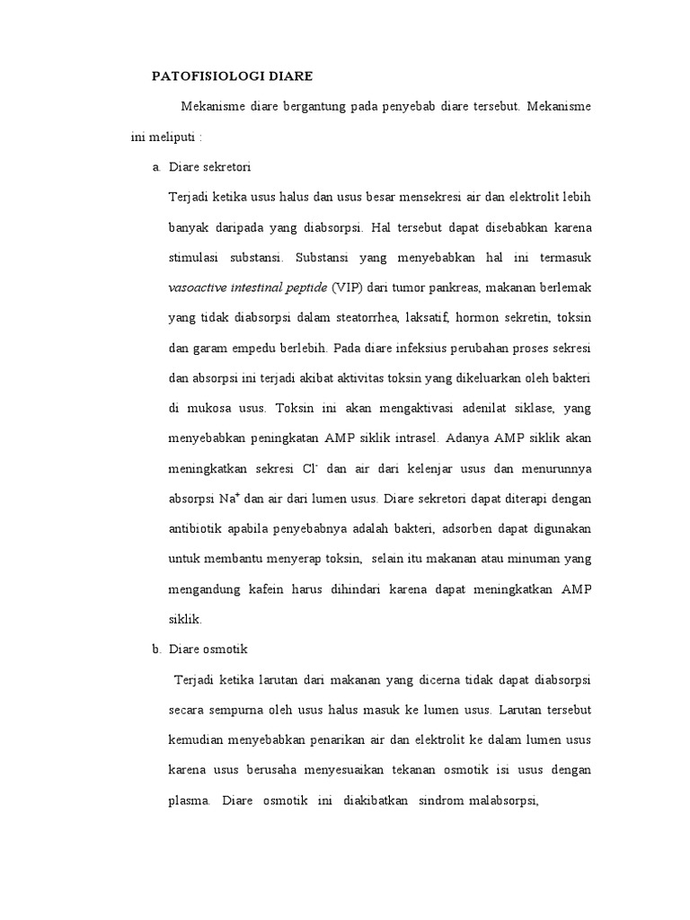 Mekanisme dan Penyebab Diare | PDF
