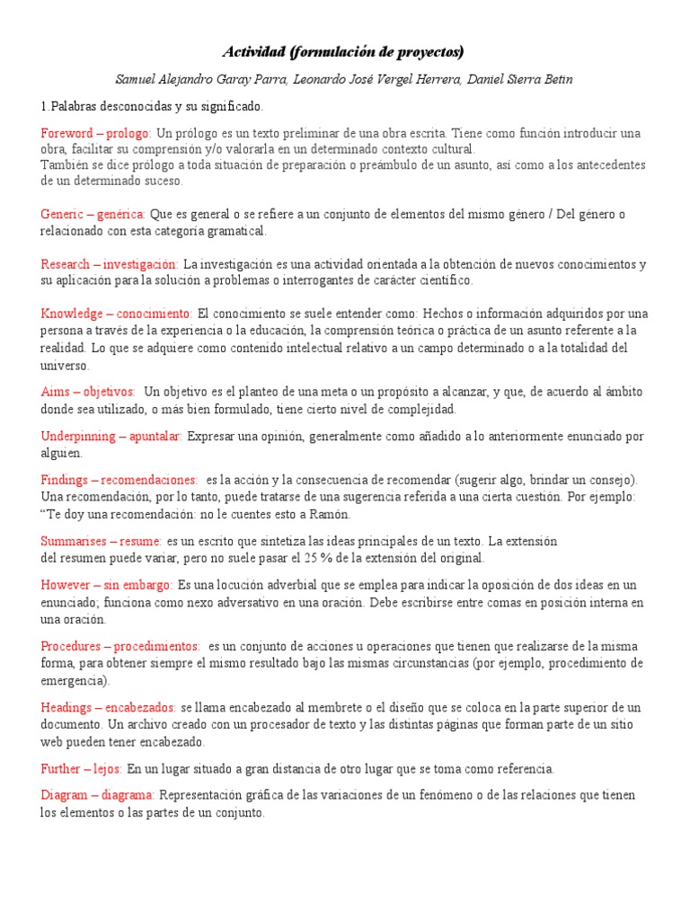 Palabras Desconocidas. | PDF | Oración (Lingüística) | Conocimiento