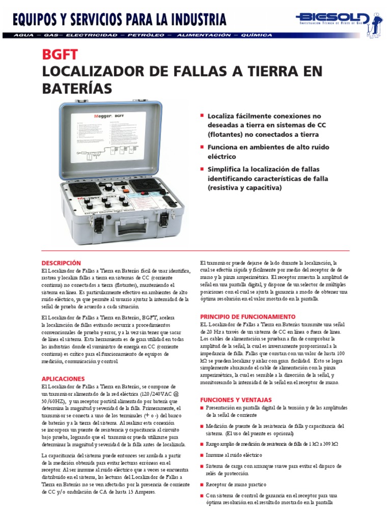 Localizador de fallas a tierra en baterías: Descripción y ...