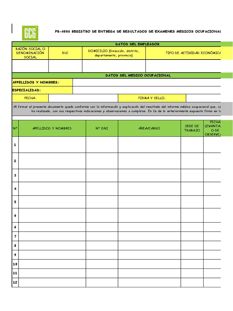 FORMATO..Registro de EMO | PDF | Labor | Empleo