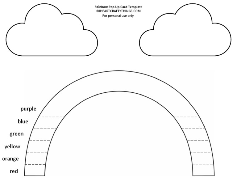 Rainbow Pop Up Card Template DIY | PDF