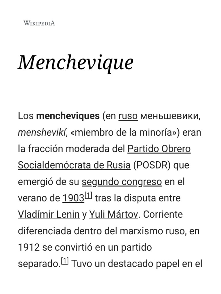 Mencheviques: Origen y Características | PDF | Bolcheviques | Vladimir ...