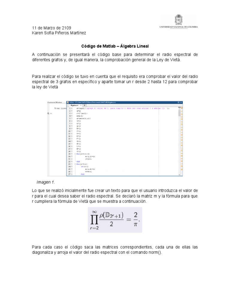 Código de Matlab | PDF | Matriz (Matemáticas) | Enseñanza de matemática