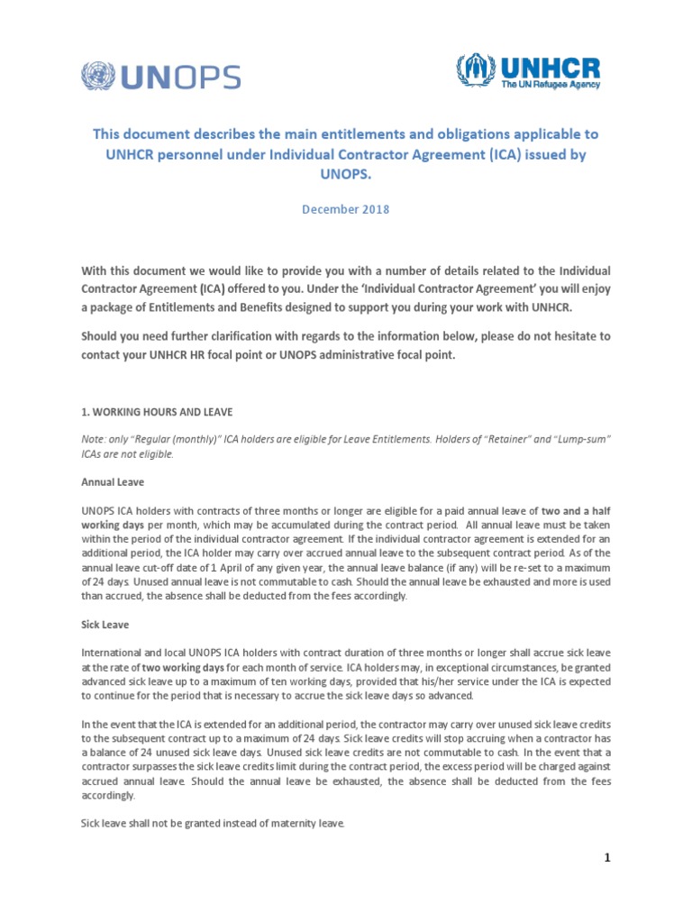UNOPS - UNHCR - Information Package | PDF | Overtime | Parental Leave