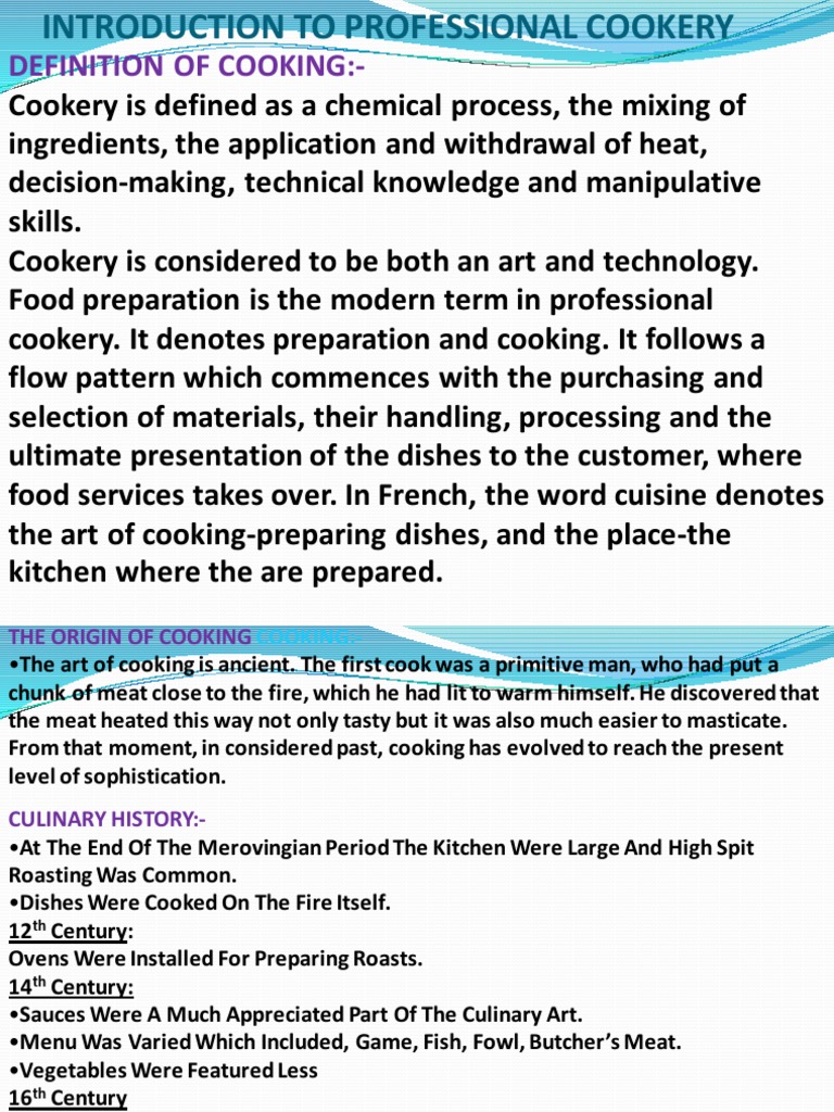 Introduction To Professional Cookery | PDF | French Cuisine | Cooking