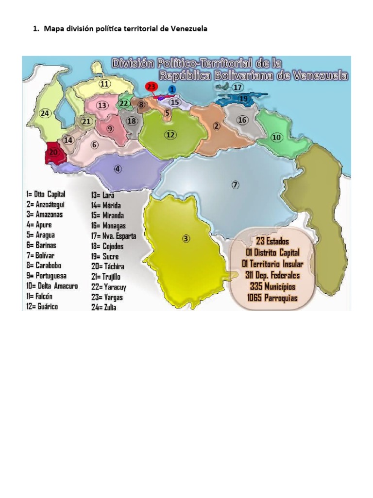 Mapa División Política Territorial de Venezuela | PDF