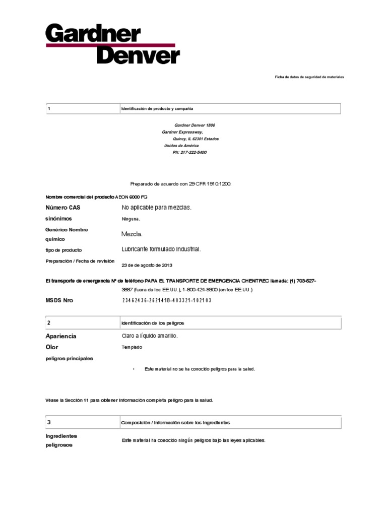 Aeon 6000FG | PDF | Oxígeno | Agua