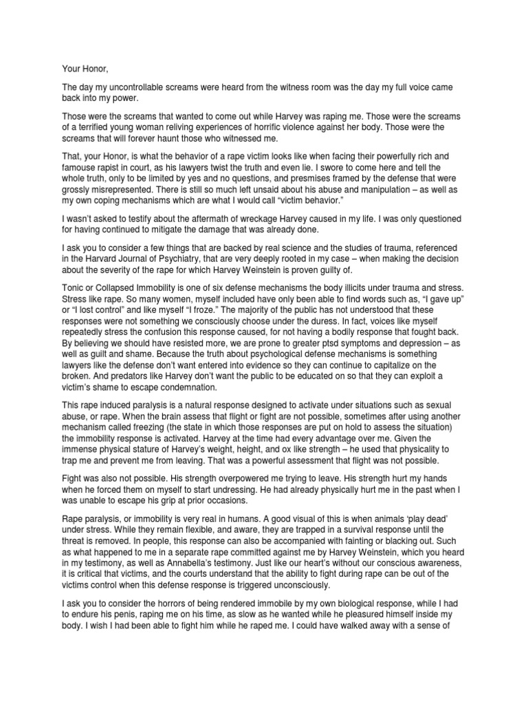 Jessica Mann Victim Impact Statement | PDF | Shame | Rape