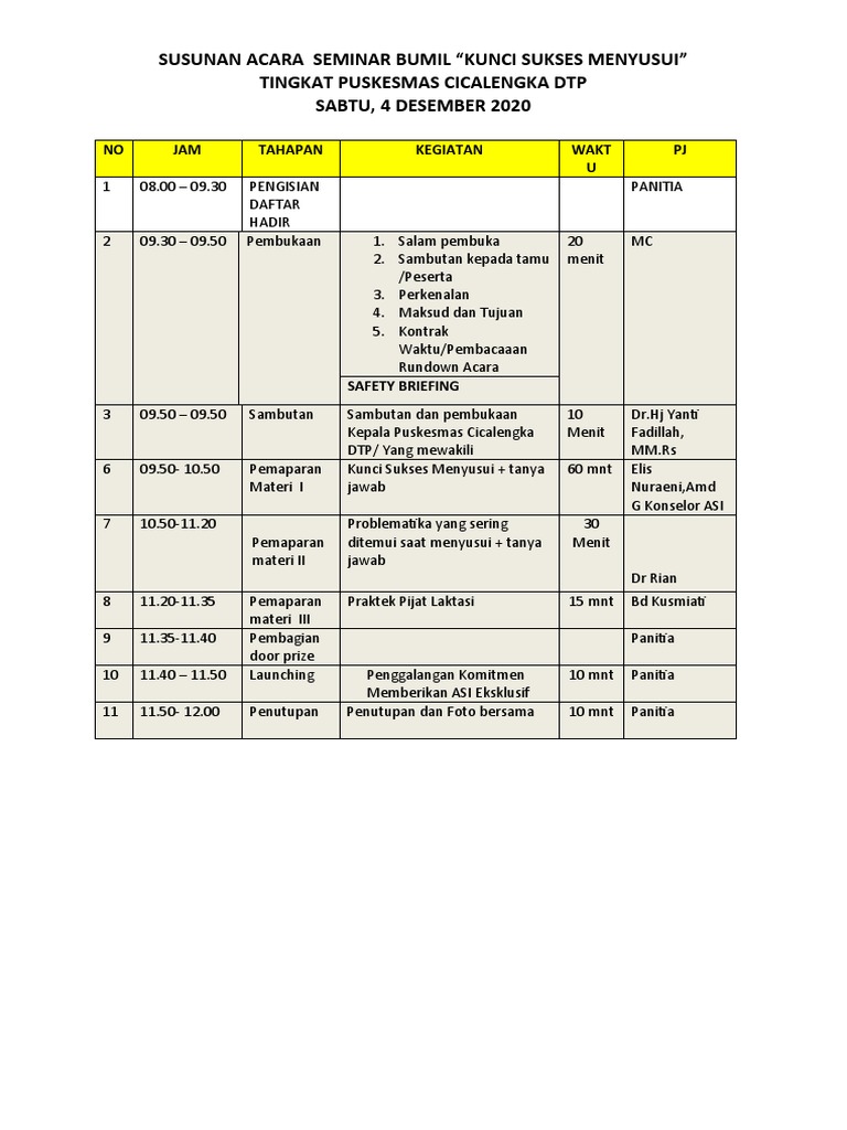 Susunan Acara Seminar | PDF
