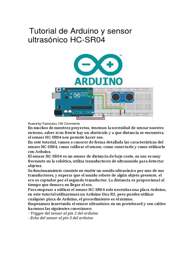 Tutorial de Arduino y Sensor Ultrasónico HC PDF | PDF