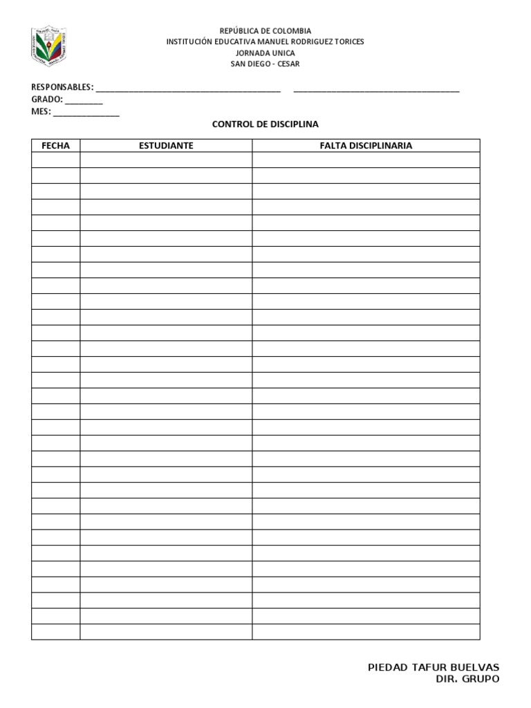 Formato Control de Disciplina | PDF