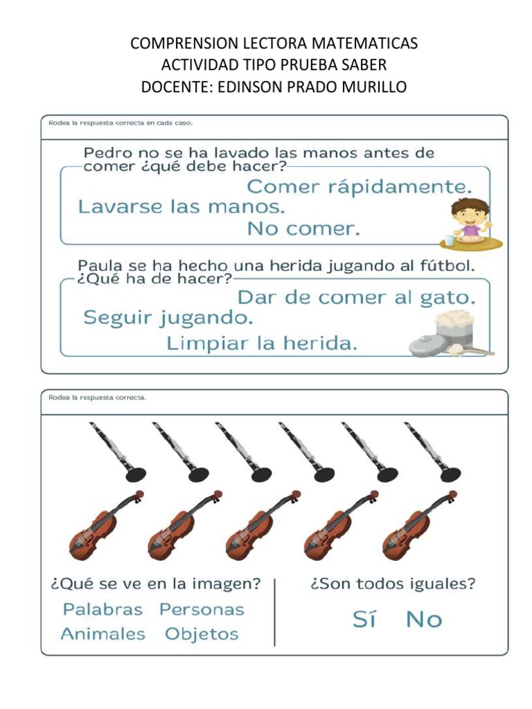 Prueba Saber: Matemáticas Primero | PDF | Artes del Lenguaje y Comunicación