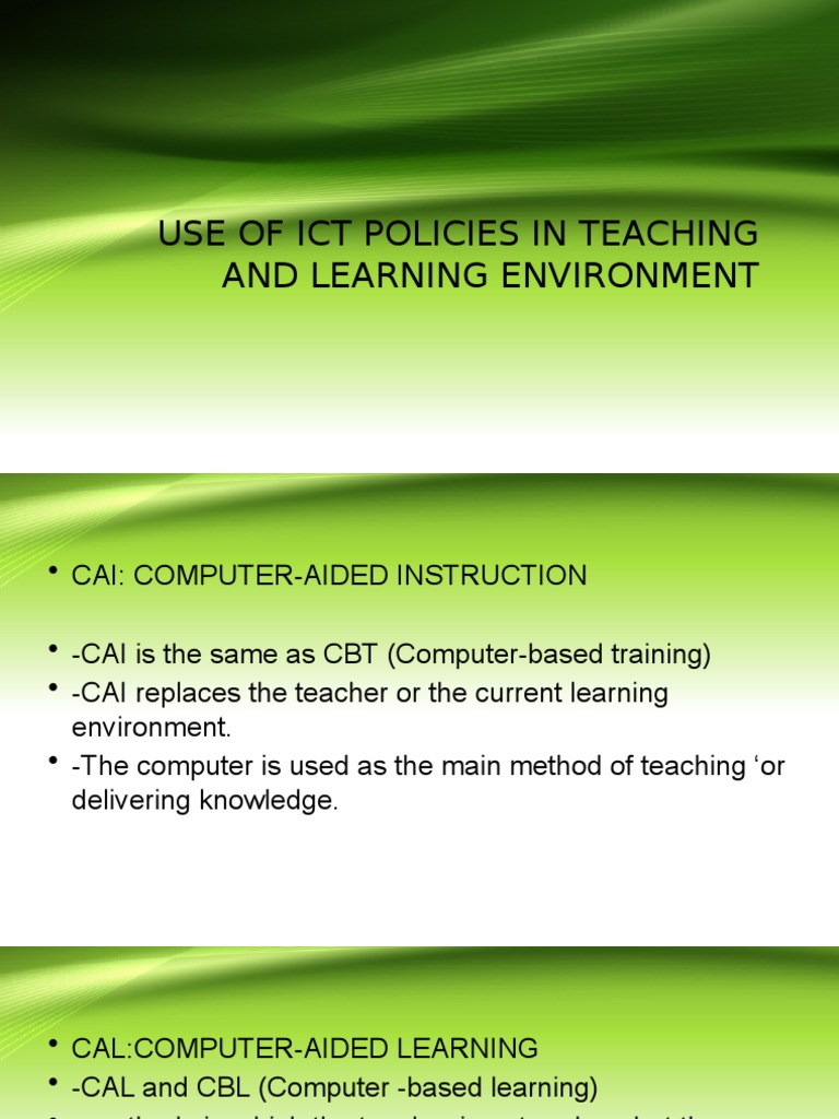 Use of Ict Policies in Teaching and Learning Environment | PDF