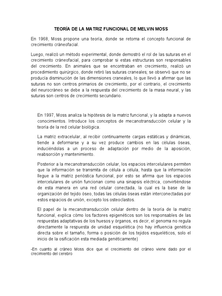 Teoría de La Matriz Funcional de Melvin Moss | PDF | Cráneo | Epigenética
