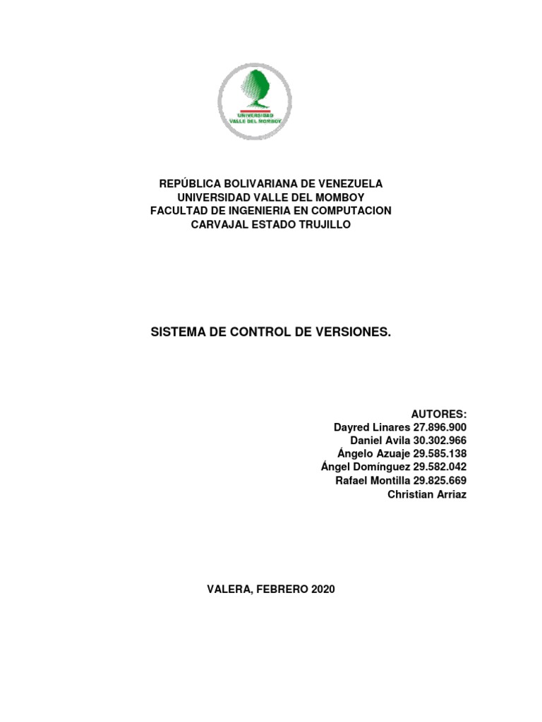 Sistema de Control de Versiones PDF | PDF | Control de versiones | Software del sistema