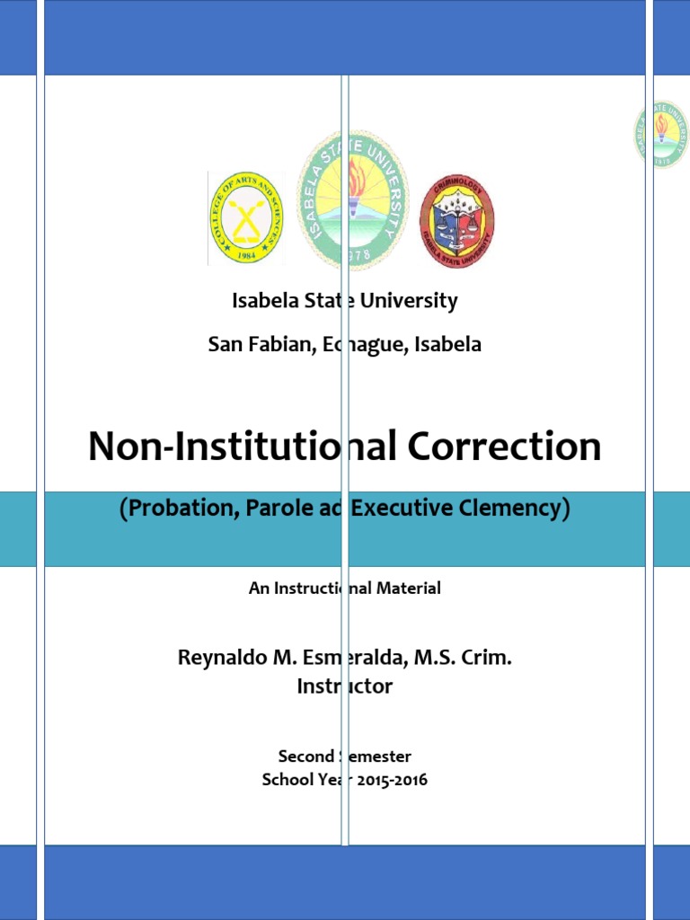 ISU Non Institutional Correction Instruc | PDF | Probation | Pardon