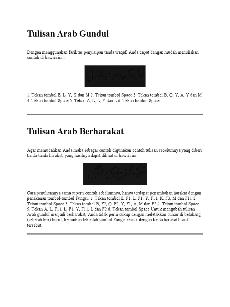 Panduan Menulis Arab di Nonosoft Khot | PDF