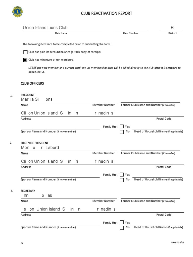 Club Reactivation Form PDF | PDF | Business