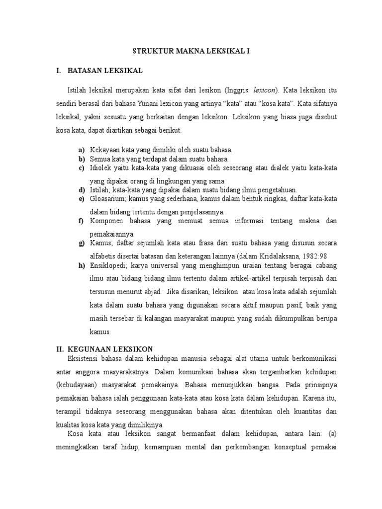 Struktur Makna Leksikal I | PDF