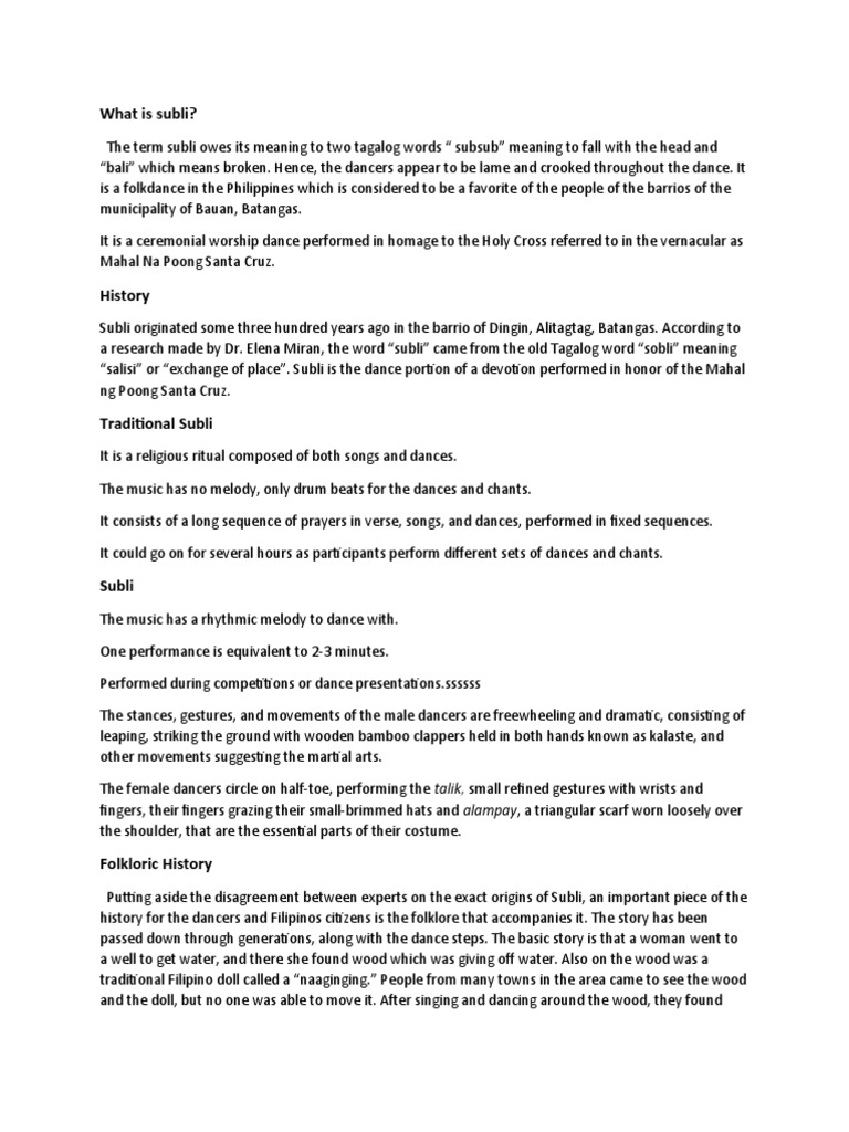 What Is Subli | PDF | Dances | Philippines