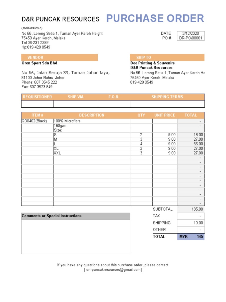 Sample Purchase Order Format | PDF | Business