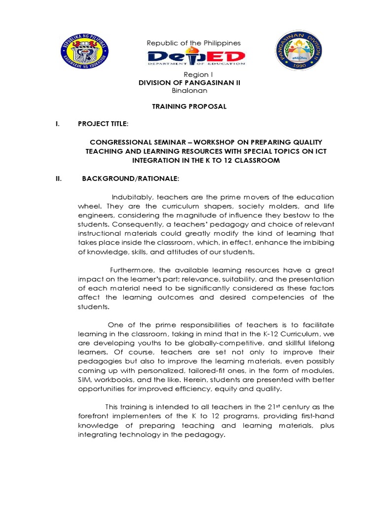 Approved Training Proposal | PDF | Pedagogy | Educational Technology