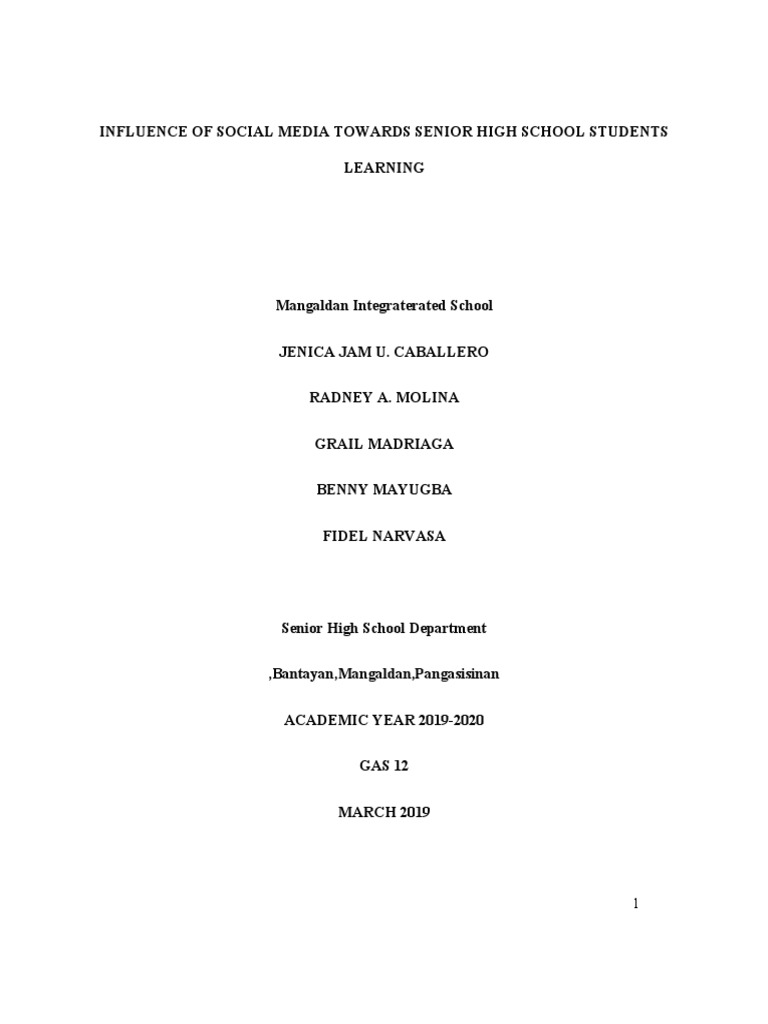 Social Media's Impact on High School Learning | PDF | Social Media ...