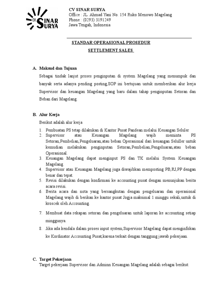 SOP Settlement Sales | PDF