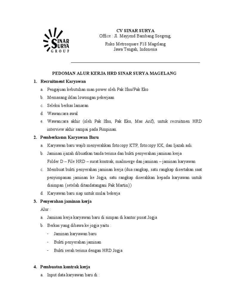 Alur Kerja HRD | PDF