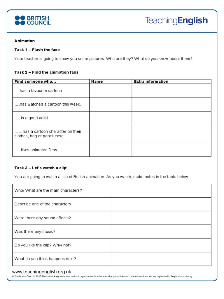Animation Student Worksheet PDF | Download Free PDF | Animation ...