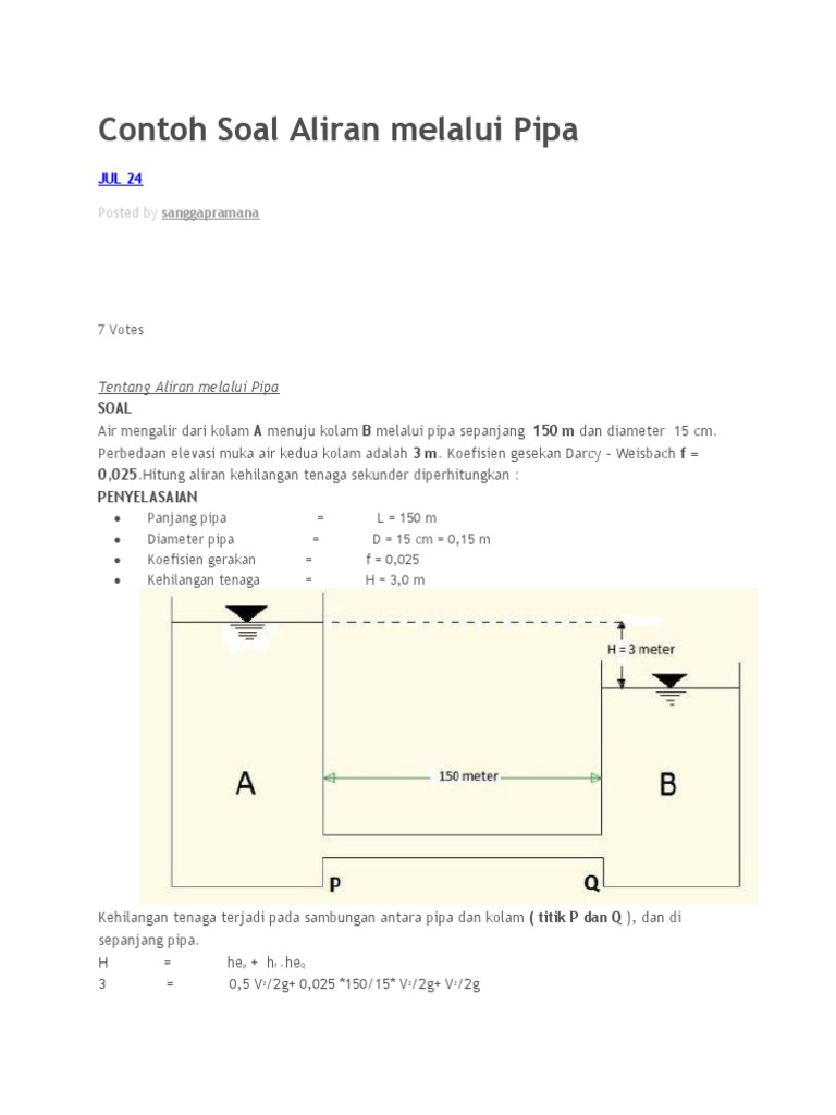Contoh Soal Aliran Melalui Pipa | PDF