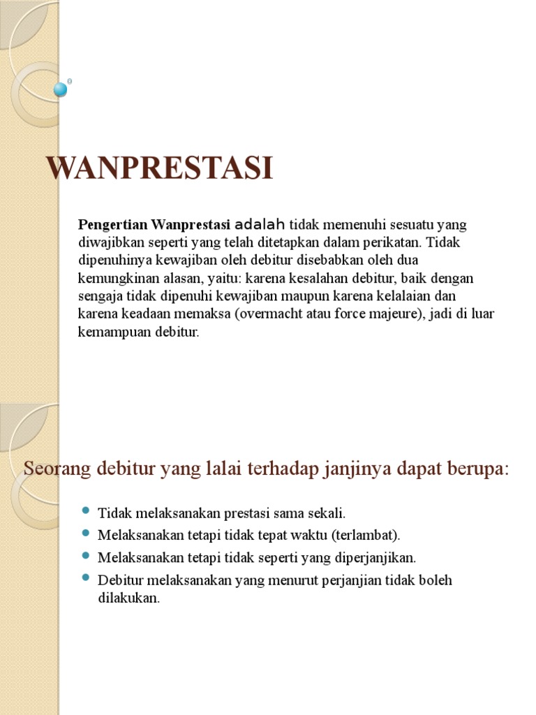 Pengertian dan Akibat Wanprestasi | PDF