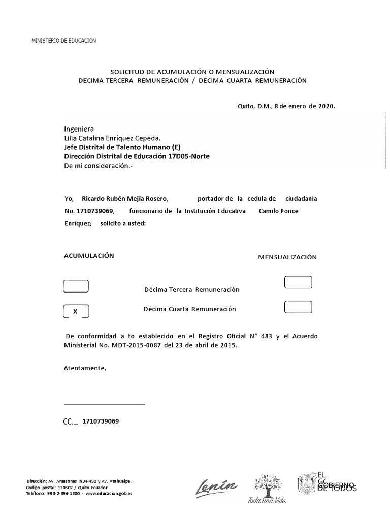 Formulario Décimos | PDF