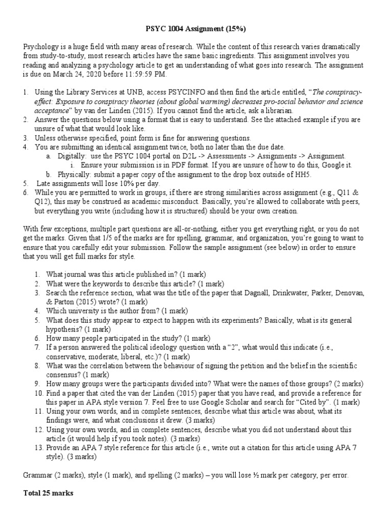 Psyc 1004 Assignment Pdf Cognitive Science Psychology