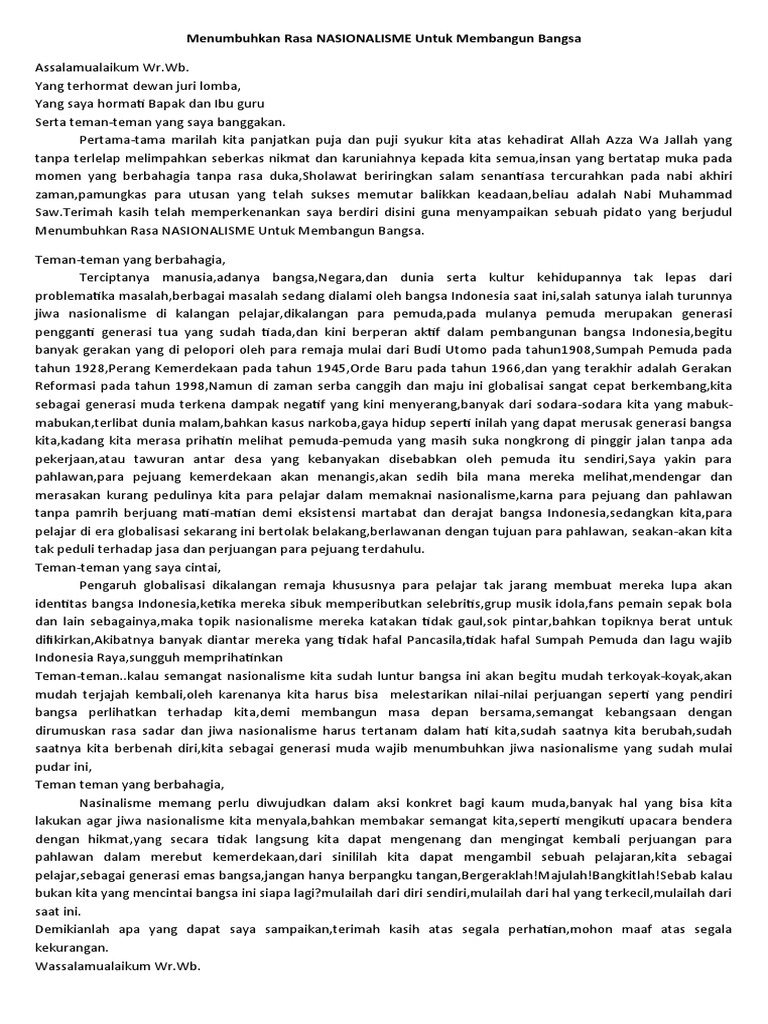 Pidato Nasionalisme untuk Pelajar | PDF | Ilmu Sosial
