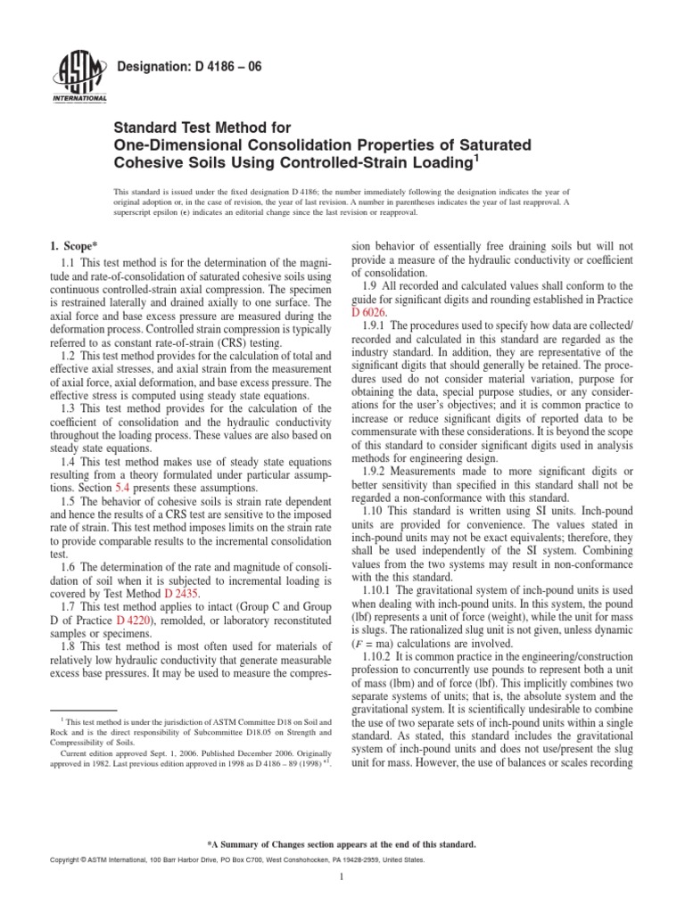 Astm D4186 | PDF | Deformation (Engineering) | Stress (Mechanics)