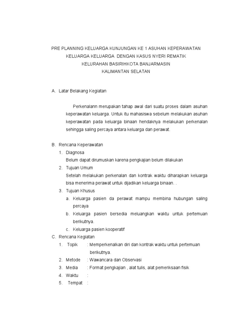 Preplanning Kunjungan Asga | PDF