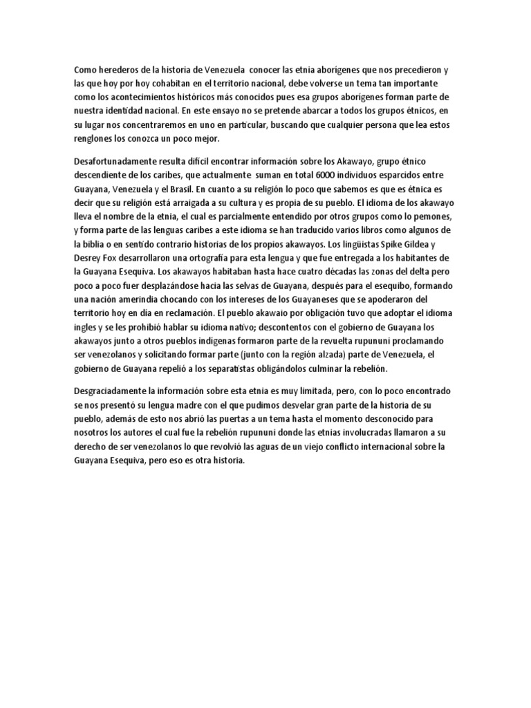 Akawayo | PDF | Pueblos Indígenas de las Américas | Venezuela