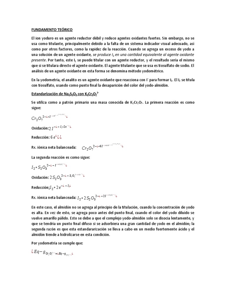 Analitica Iodometria | PDF | Redox | Química